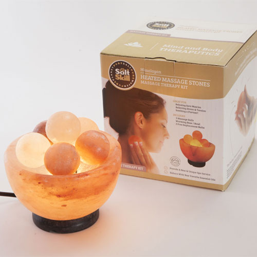 Himalayan Bowl Salt Lamp With 5 Massage Crystal Balls